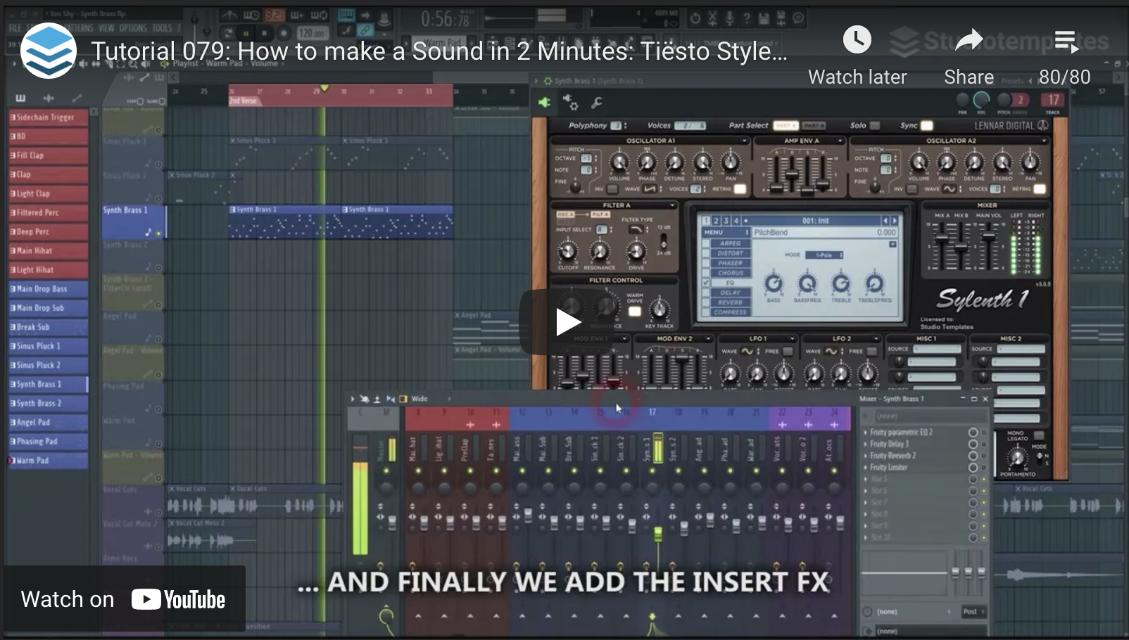 079: Tiësto Style Dance Synth Brass Synthesizer | Tutorials ...